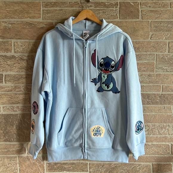 Disney | Tops | Disney Stitch Patchwork Zip Up Hoodie | Poshmark